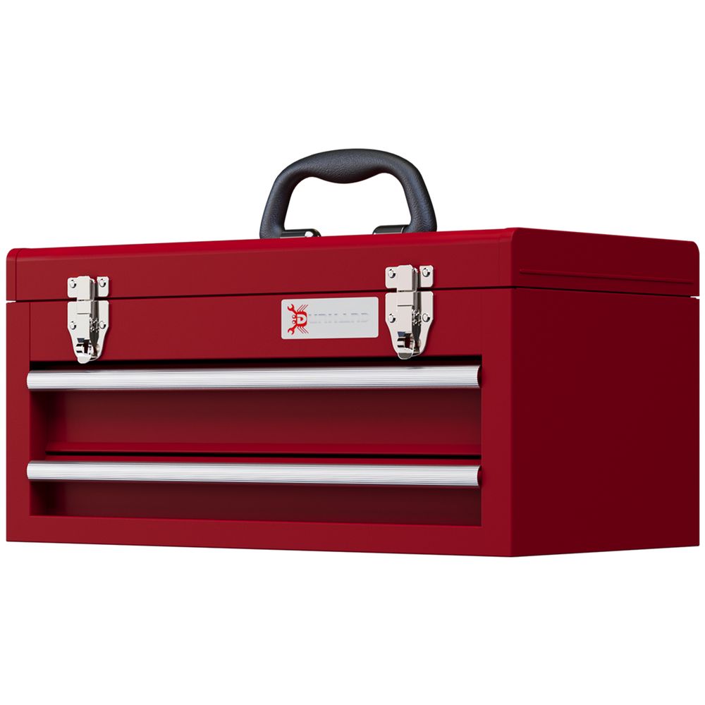 DURHAND Lockable 2 Drawer Tool Chest with Ball Bearing Slide Drawers ...
